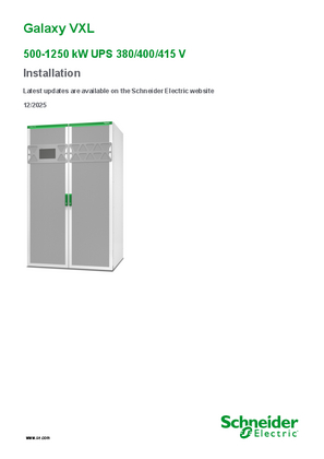 Galaxy VXL UPS 380/400/415 V Installation | Schneider Electric
