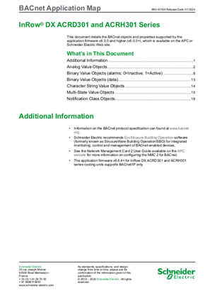 InRow_ACRD301_ACRH301 BACnet_Application_Map Guía de usuario ...