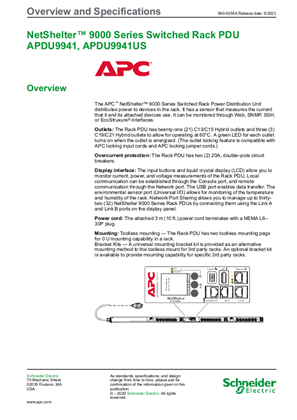 NetShelter™ 9000 Series Switched Rack PDU APDU9941 | Schneider Electric