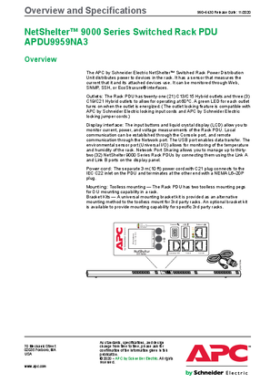 NetShelter™ 9000 Series Switched Rack PDU APDU9959NA3 Overview and ...