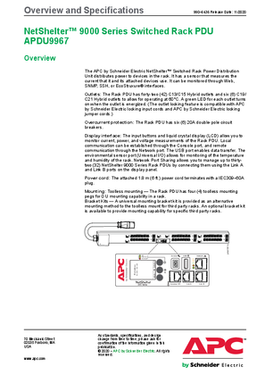 NetShelter™ 9000 Series Switched Rack PDU APDU9967 Overview and ...