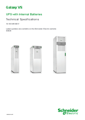 Galaxy VS UPS with Internal Batteries Technical Specifications 10-100 ...