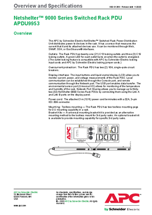 NetShelter 9000 Series Switched Rack PDU Overview and Specifications ...