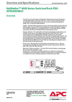 NetShelter 9000 Series Switched Rack PDU Overview and Specifications ...