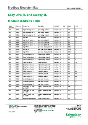 Easy UPS 3L Modbus Register Map Guía de usuario | Descargas Schneider ...