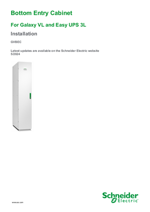 Bottom Entry Cabinet For Galaxy VL and Easy UPS 3L Installation Guía de ...