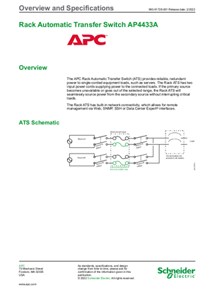 Overview and Specifications Rack ATS AP4433 Guía de especificaciones ...