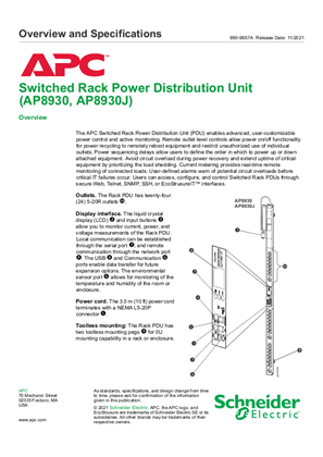 Switched Rack Power Distribution Unit (AP8930, AP8930J) Overview and ...