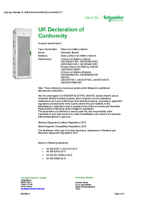 Galaxy Lithium-ion Battery Cabinet UK Declaration of Conformity ...