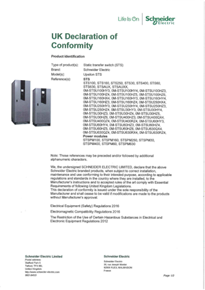 Upsilon STS UKCA Declaration of Conformity | Schneider Electric