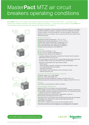 MasterPact MTZ circuit breakers - Operating Conditions | Schneider Electric