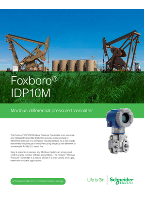 Foxboro IDP10M Modbus Pressure Transmitter Datasheet | Schneider Electric