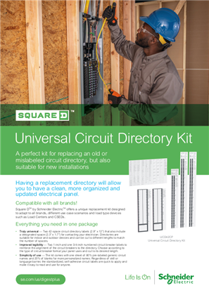 Universal Circuit Directory Kit - Brochure Promocional | Schneider Electric