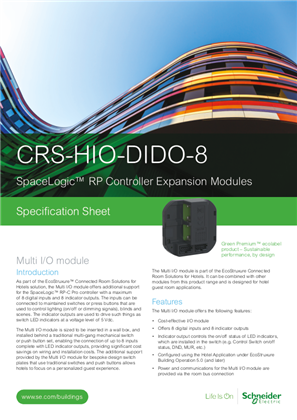 Multi I/O CRS-HIO-DIDO-8 Module Specification Sheet | Schneider Electric