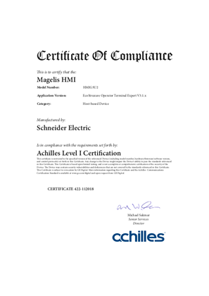 ACHILLES certification for Windows Panel with EOTE Certificate | 슈나이더 일렉트릭