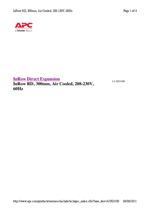InRow RD, 300mm, Air Cooled, 208-230V, 60Hz | Schneider Electric