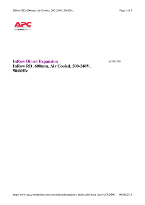 InRow RD, 600mm, Air Cooled, 200-240V, 50/60Hz | Schneider Electric