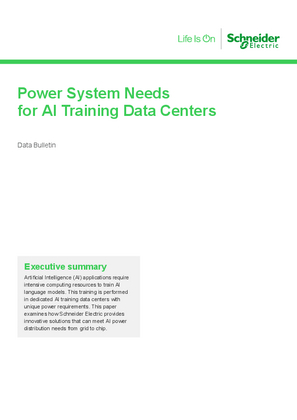 Power System Needs for AI Training Data Centers | Schneider Electric