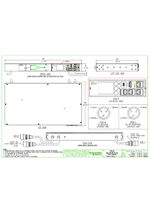 AP4422A-Rack ATS 16A 230V 2-IEC309 IN 1-IEC309 OUT Technical Drawing ...