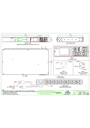 AP4452A-Rack ATS 20A 120V 2-NEMA 5-20P IN 10-NEMA 5-20R OUT 寸法図面 ...