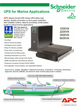 Marine&Offshore 환경을 위한 무정전 전원공급장치 APC Online Smart-UPS 카탈로그 | 슈나이더 일렉트릭