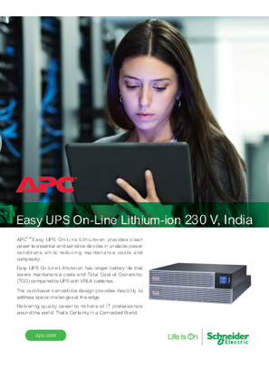 APC Easy UPS On-Line Lithium-ion SRVL 230V Extended Brochure for India ...