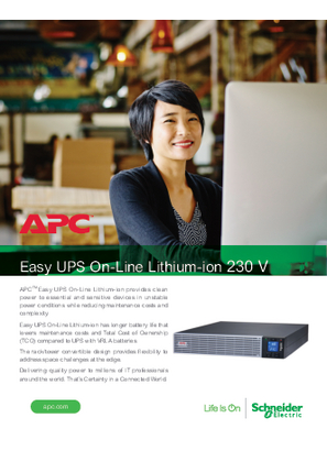 APC Easy UPS On-Line Lithium-ion SRVL 230V Standard Brochure ...