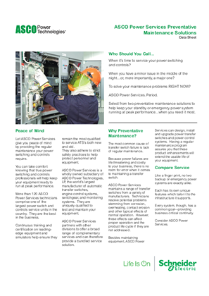Data Sheet | ASCO Power Services Preventative Maintenance Solutions ...