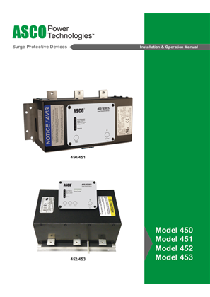 ASCO Model 450/451/452/453 Surge Protective Devices Installation and ...