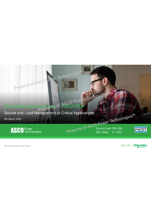 ASCO Learning Series Webinar | Source and Load Management in Critical ...