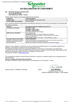 ATS130 EU Declaration of Conformity | Schneider Electric