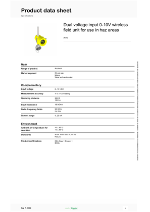 Product Data Sheet Specification guide | Schneider Electric