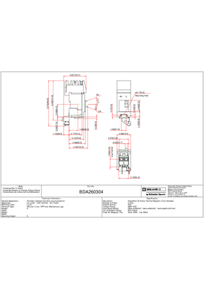 Technical drawing for BDA260304_CAD_DOC | Schneider Electric