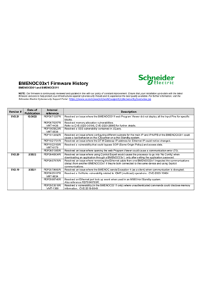 Modicon M580 BMENOC0311 Firmware SV02.21 | Schneider Electric
