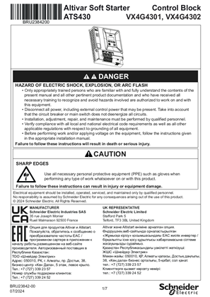 Instruction sheet ATS430 Control Block: VX4G4301, VX4G4302 | Schneider ...