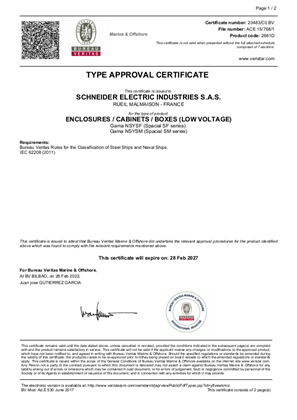 BVM_Certificate_Spacial-NSYSF-NSYSM ranges | Schneider Electric