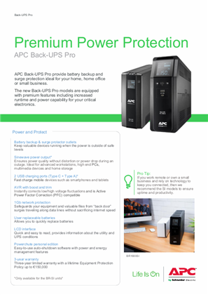 APC Back-UPS Pro Brochure | Schneider Electric
