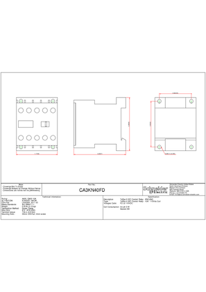 Technical drawing for CA3KN40FD_CAD_DOC | Schneider Electric
