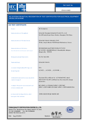CB Certificate TeSys EasyPact TVS_LC1E32-40B 3P Hyderabad | Schneider ...