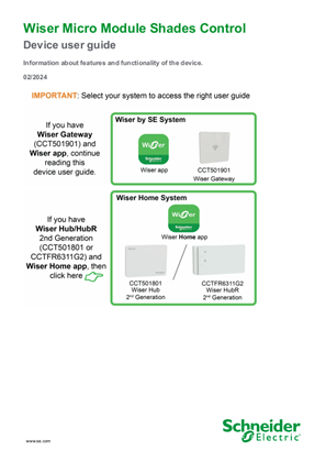Wiser Micro Module Shades Control – Device user guide | Schneider Electric
