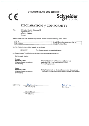 AS-P CE Declaration of Conformity | Schneider Electric