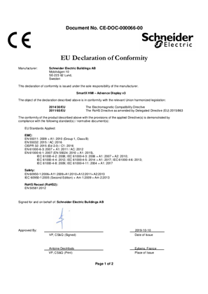 CE-DOC-000066-00 SmartX HMI ADv3 Declaration of conformity | Schneider ...