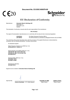 CE-DOC-000079-00 SpaceLogic RP-C-EXT Remote Control Module Declaration ...