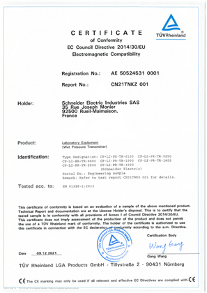 SpaceLogic Sensors - Wet Pressure Transmitters - CP Series - CE ...