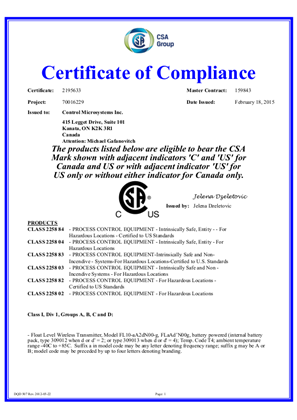 CSA Certificate of Compliance 2195633 | Schneider Electric USA