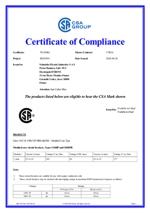 CSA certificate | Schneider Electric
