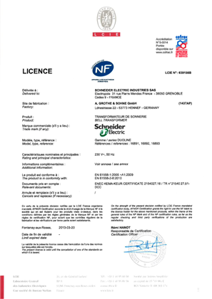 NF certificate LCIE Certificato | Schneider Electric