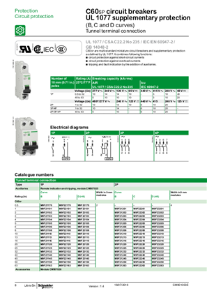 C60SP circuit breakers UL 1077 supplementary protection (B, C and D ...