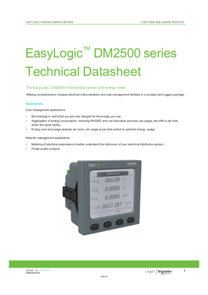 EasyLogic™ DM2500 series Technical Datasheet | Schneider Electric