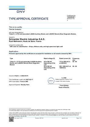 DNV Type Approval Certificate_TeSys Giga_LC1G115-800_LAG8N_LA9GRD ...